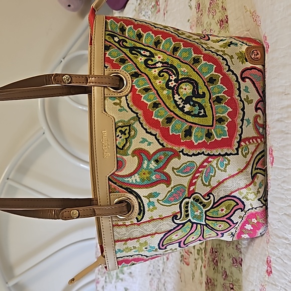 Spartina 449 | Bags | Spartina 449 Pink Paisley Linen And Leather Tote Bag | Poshmark